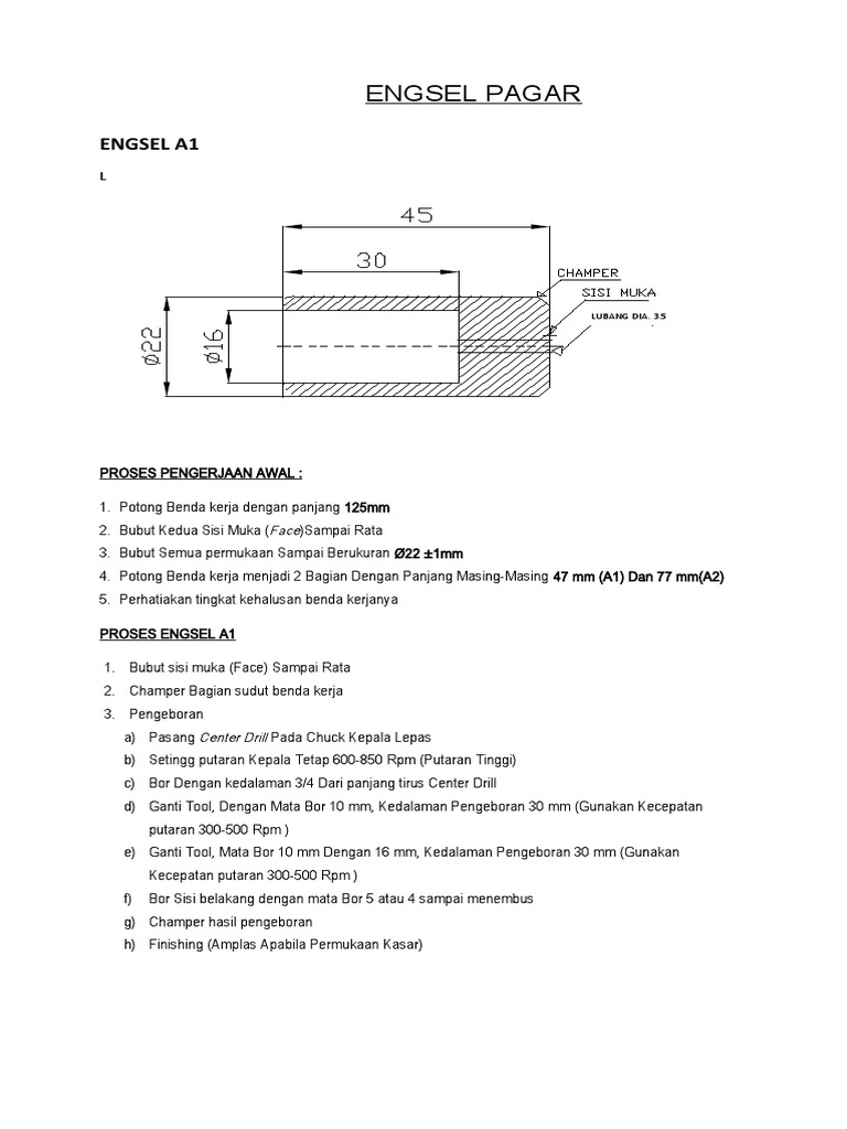 Proses Pembuatan Engsel Pagar A1 dan A2 | PDF