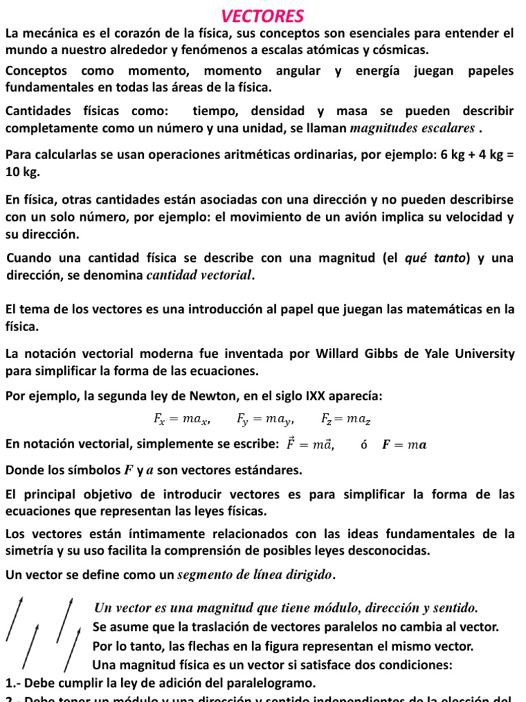 Vectores | Descargar gratis PDF | Vector Euclidiano | Escalar (Matemáticas)
