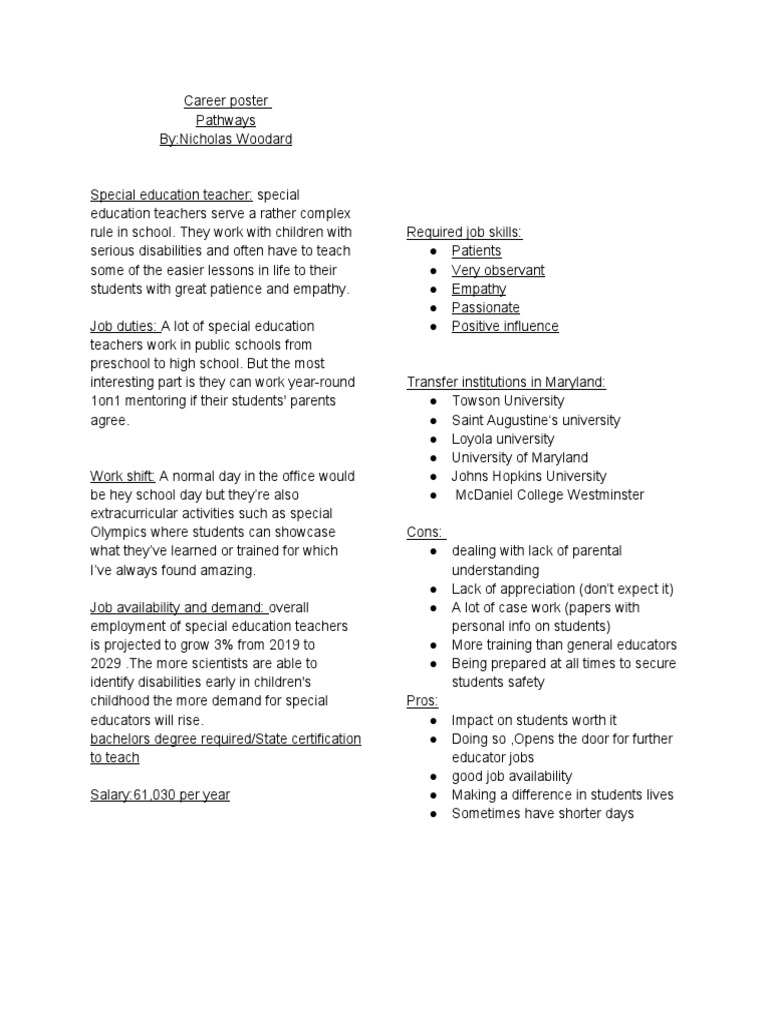 Special Education Teacher Career Guide | PDF | Teachers | Special Education