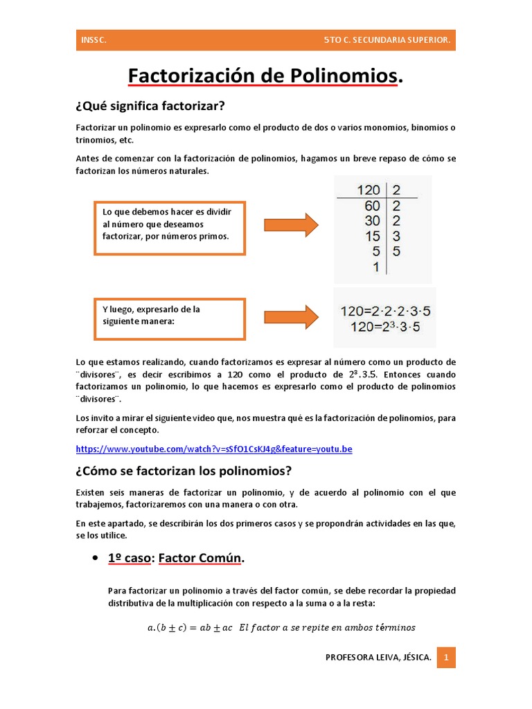 Factorización de Polinomios. FC. FCG. | PDF | Factorización | Álgebra abstracta