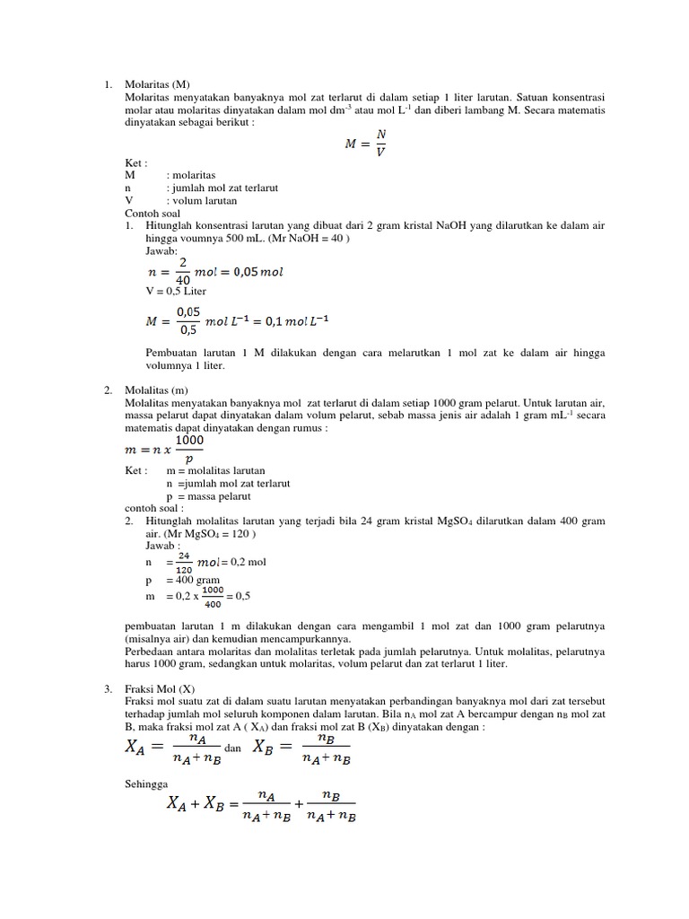 Satuan Konsentrasi Larutan | PDF