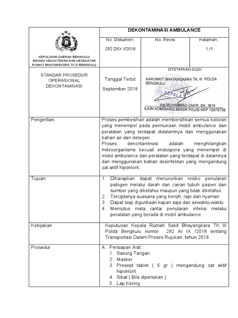 Spo Dekontaminasi | PDF | Sains & Matematika