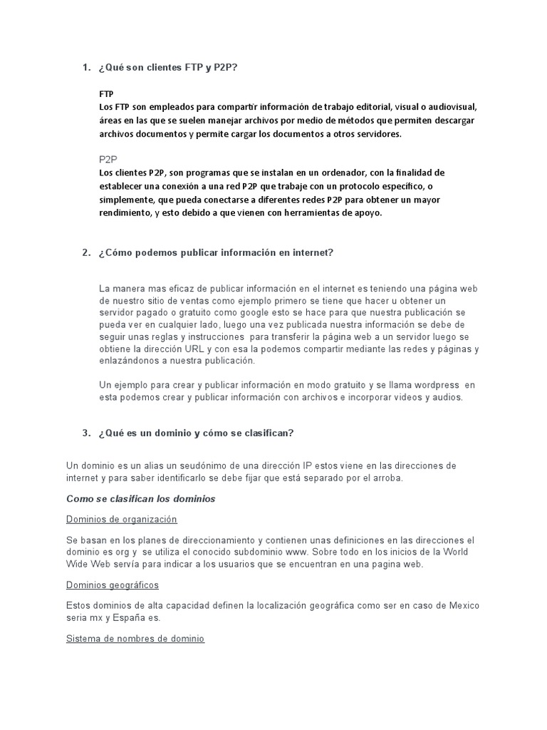 Qué Son Clientes FTP y P2P Rwespues | PDF | Protocolo de transferencia ...