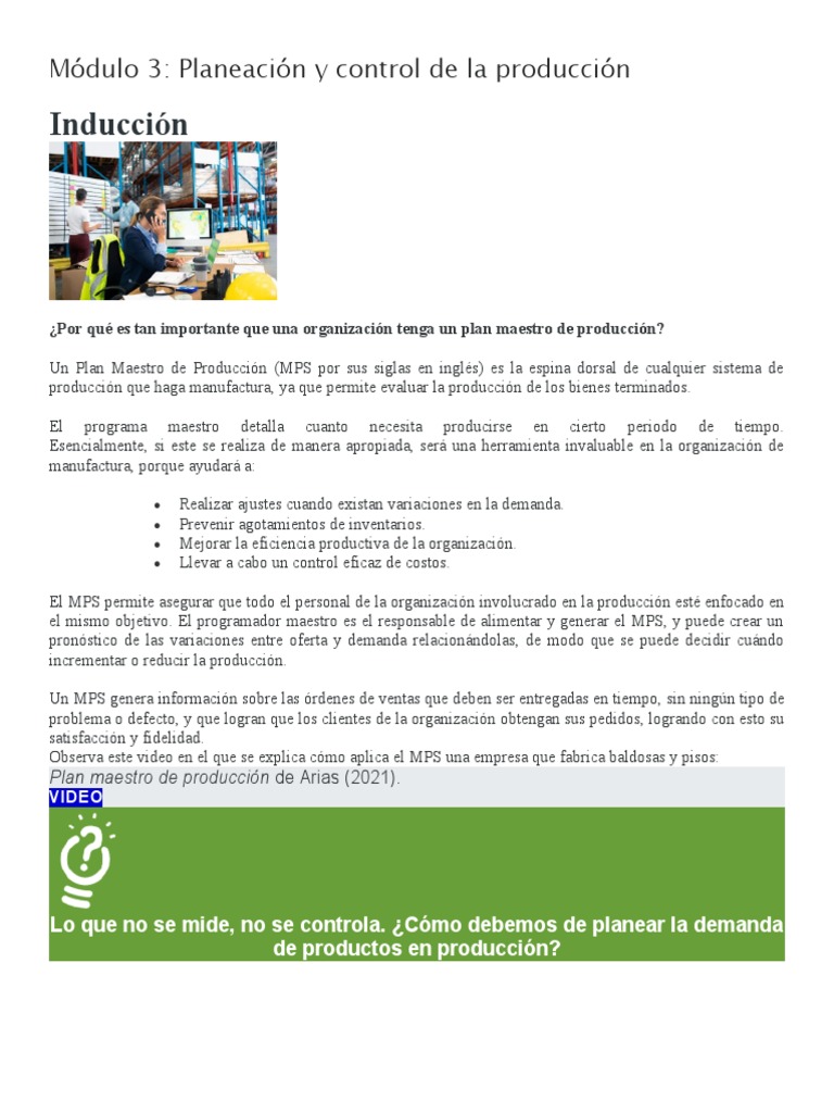Planificación y control de la producción: Una introducción al Plan Maestro de Producción (MPS ...