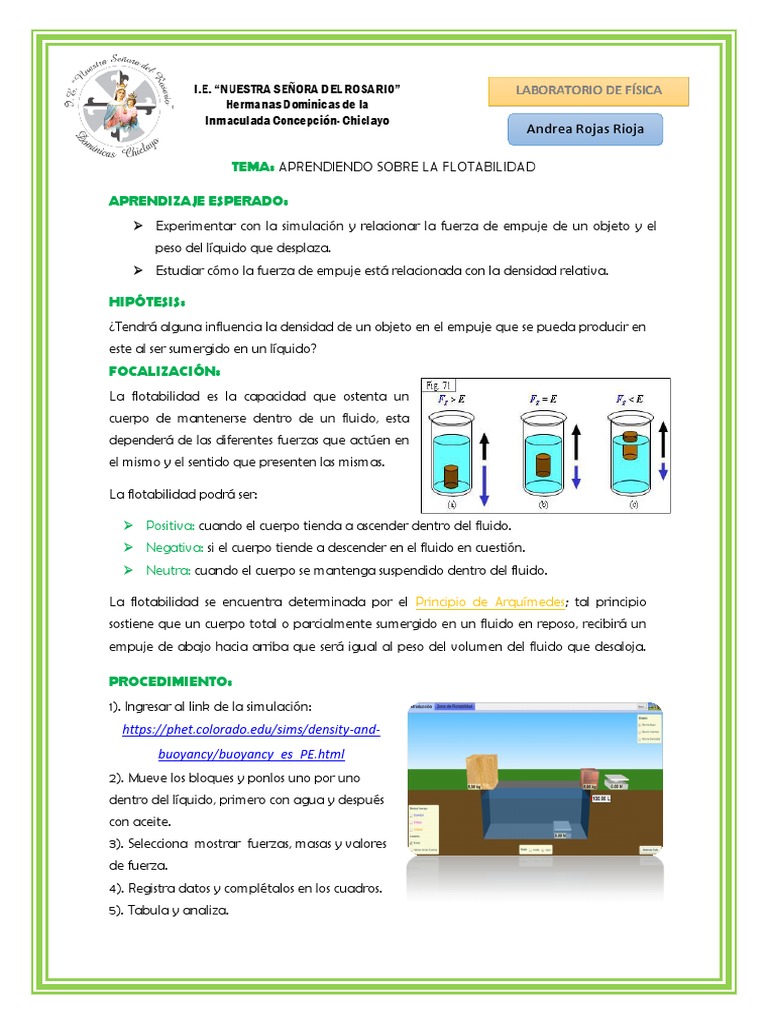 Guía de Flotabilidad. | PDF | Flotabilidad | Densidad
