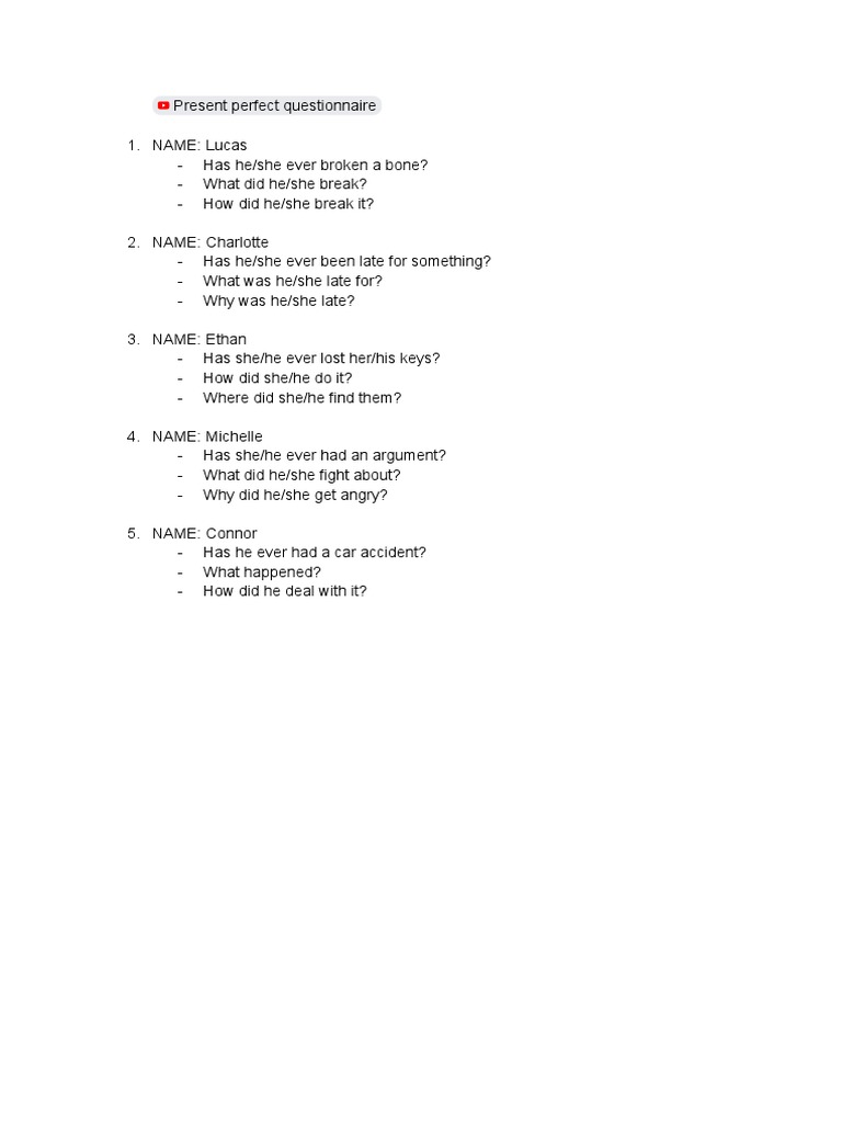 Present Perfect Listening | PDF