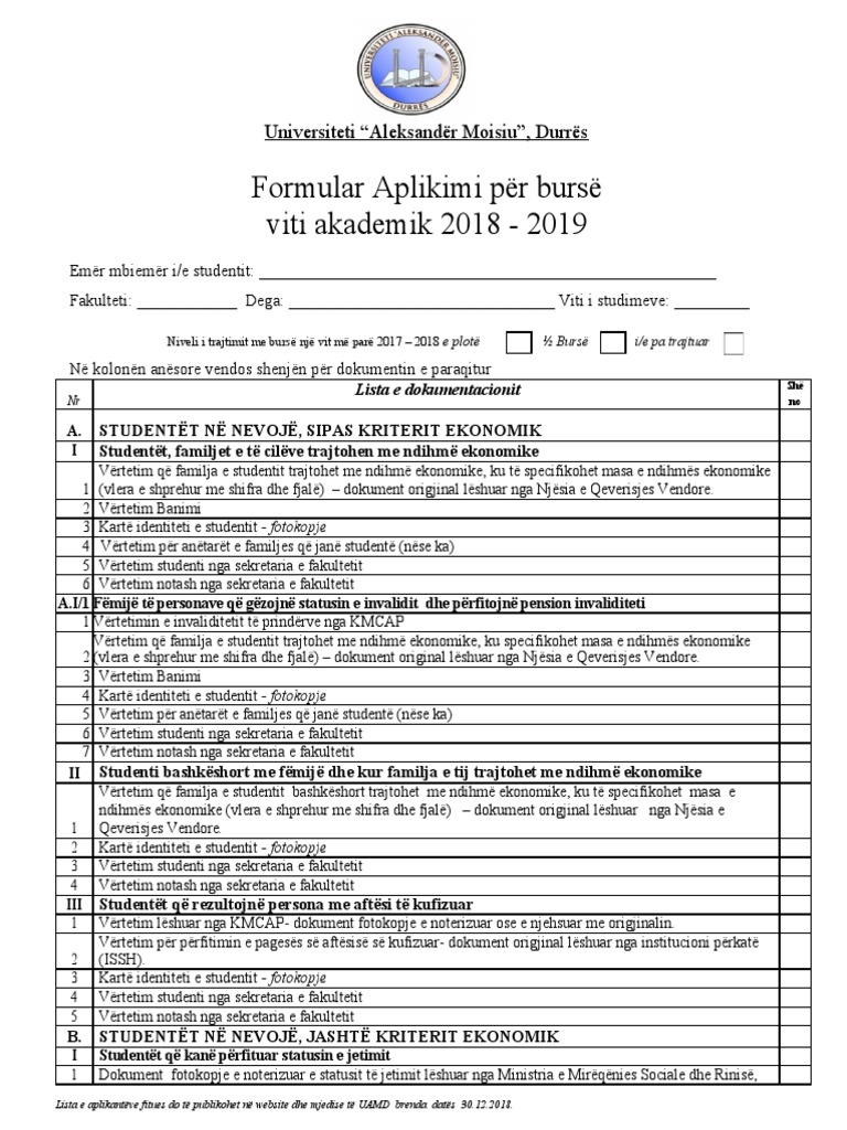 Formular Aplikimi | PDF