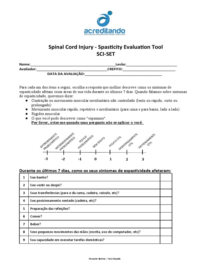 Avaliacao de Escala de Espasticidade Sci Set | PDF | Músculo esquelético