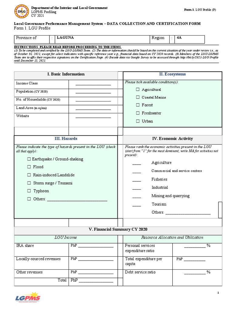 LGU Profile and Income Certification 2021 | PDF | Emergency Management