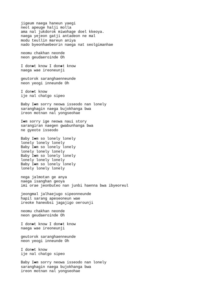 2ne1 Lonely Pdf