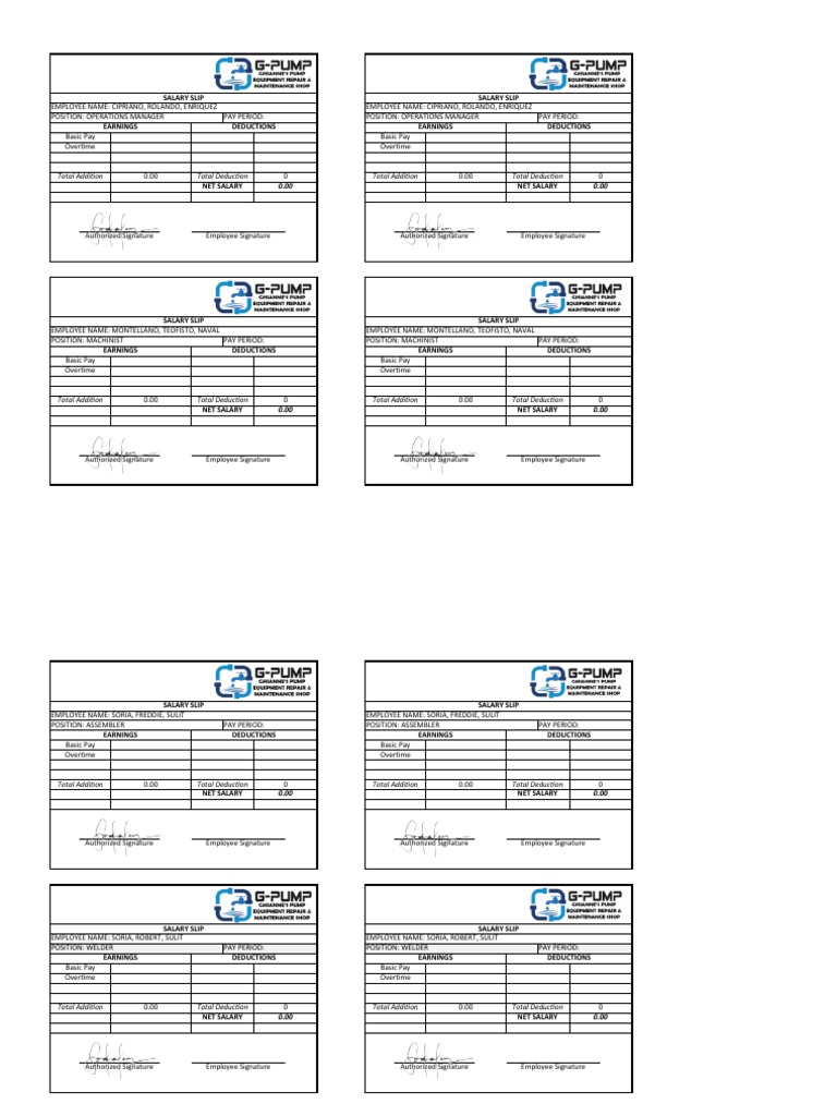 Sample payroll records for multiple employees with zero earnings and ...