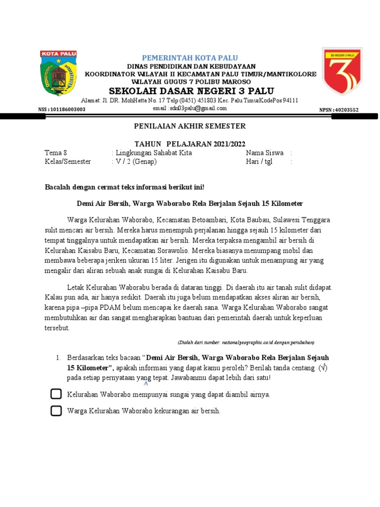 Soal Pak Tema 8 | PDF