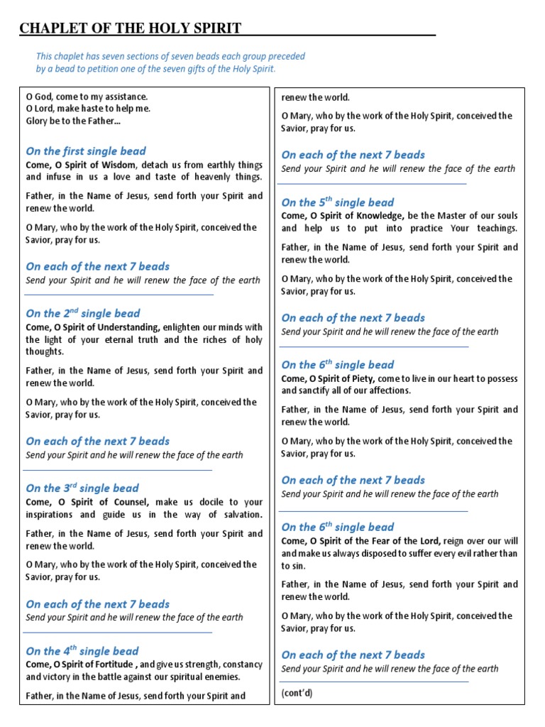 Chaplet - Holy Spirit | PDF | Mary, Mother Of Jesus | God The Father