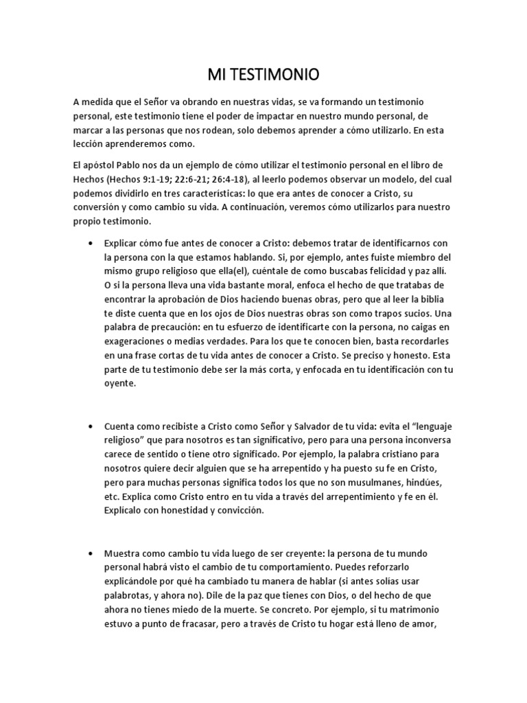 Modulo 3. Tema 2. Mi Testimonio | PDF | Cristo (título) | Dios