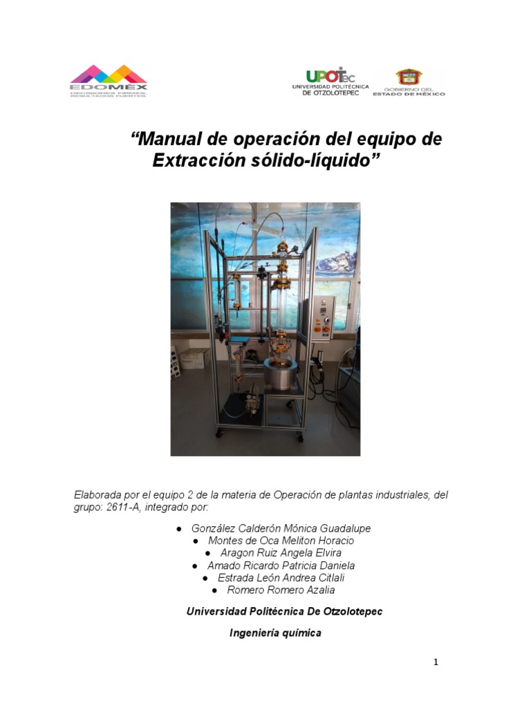 Manual Del Equipo de Extraccion | PDF | Fase (materia) | Destilación