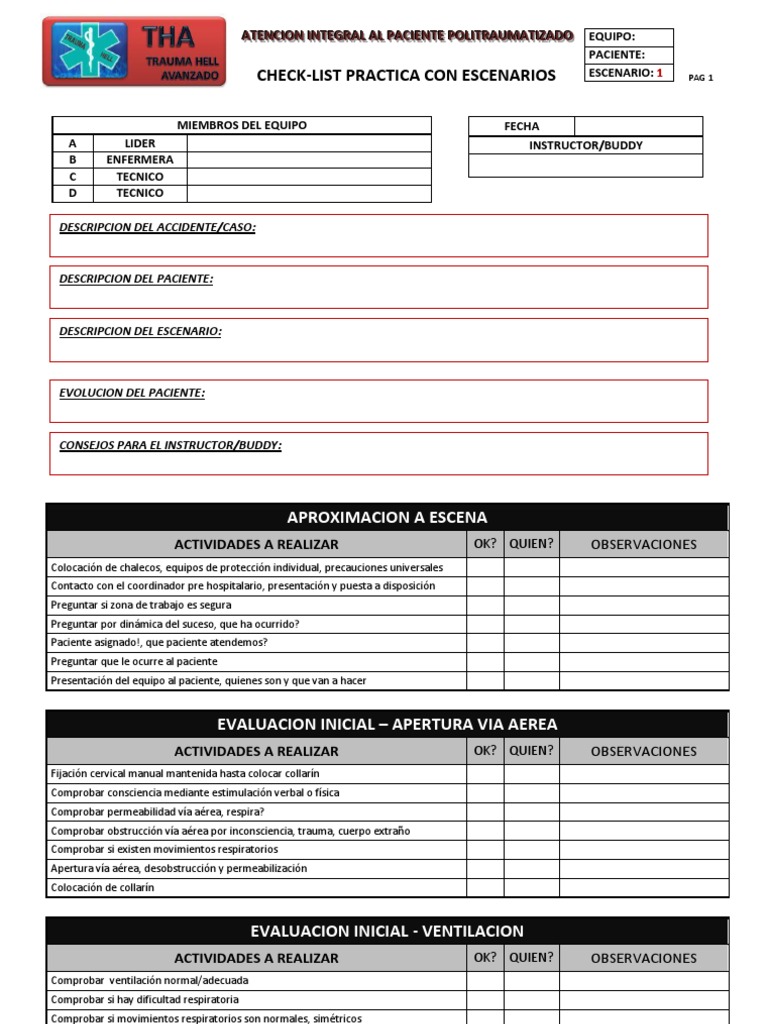 Check-List ESCENARIO 1 | PDF | Sistema respiratorio | Choque (circulatorio)