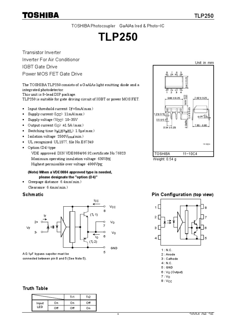 TLP 250 | PDF | Field Effect Transistor | Capacitor