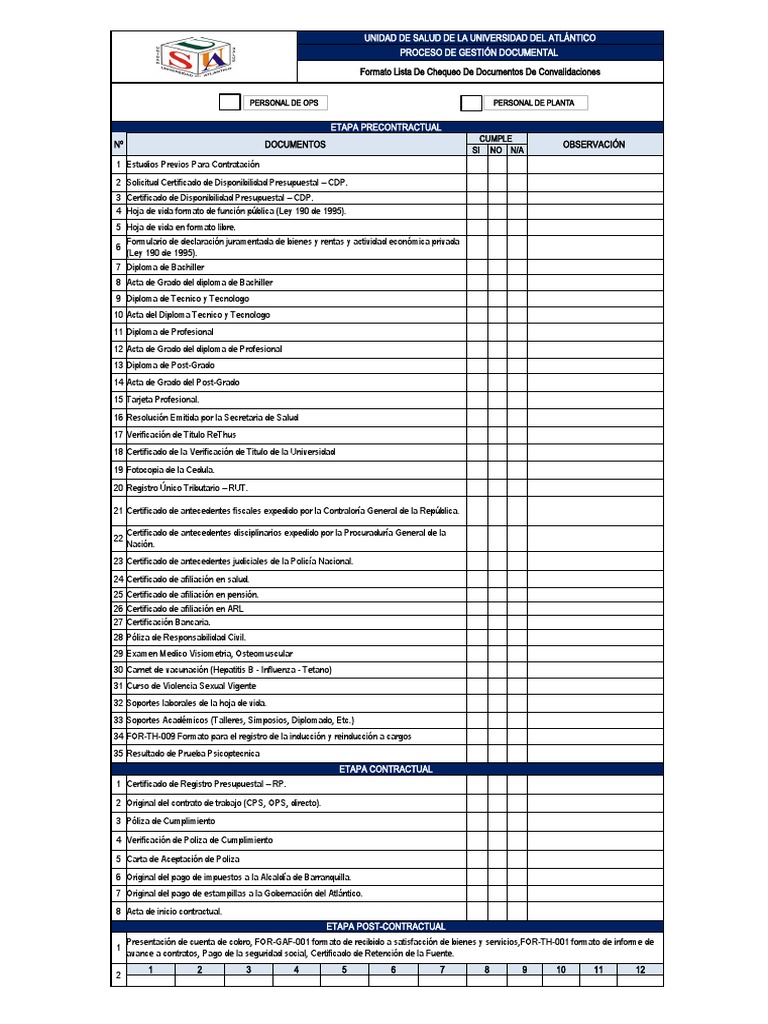 Formato de Lista de Chequeo para Contratación | PDF | Gobierno