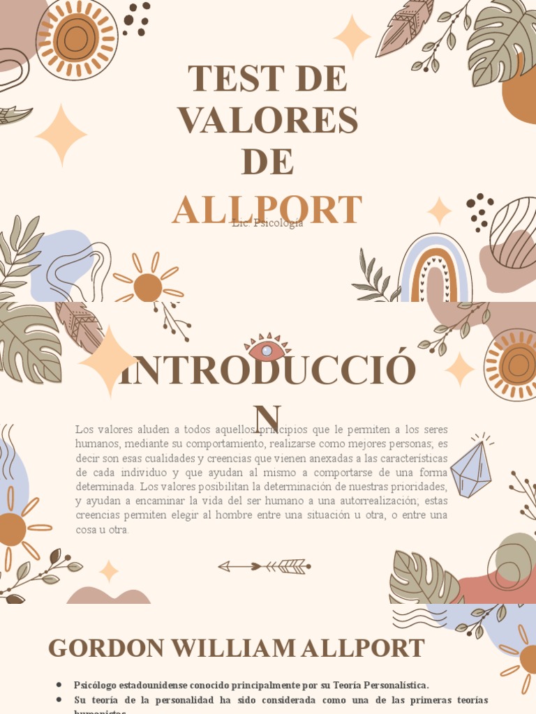 16a y 17a Sesión - Teoría y Práctica - Test de Valores de Allport | PDF ...