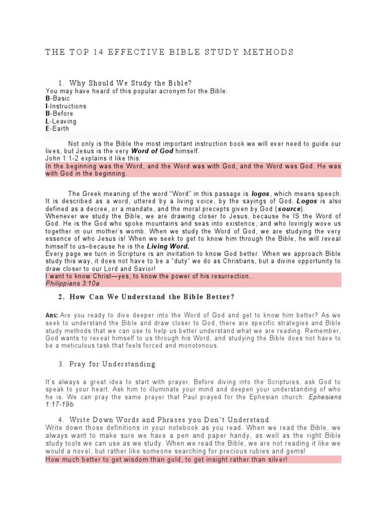 Effective Bible Study Methods | PDF | Logos (Christianity) | Bible