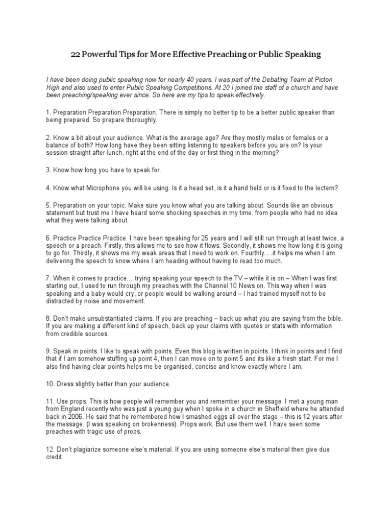 22 Powerful Tips For Effective Preaching And Public Speaking Pdf