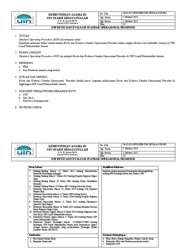 05 Sop Evaluasi Dan Reviu Sop Ok | PDF