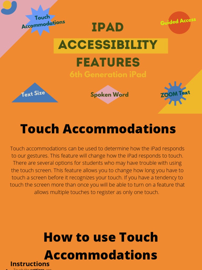 iPad Accessibility Features Guide | PDF | Visual Impairment | I Pad