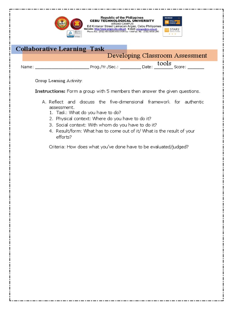 Collaborative Learning Task#1 | PDF | Classroom | Learning