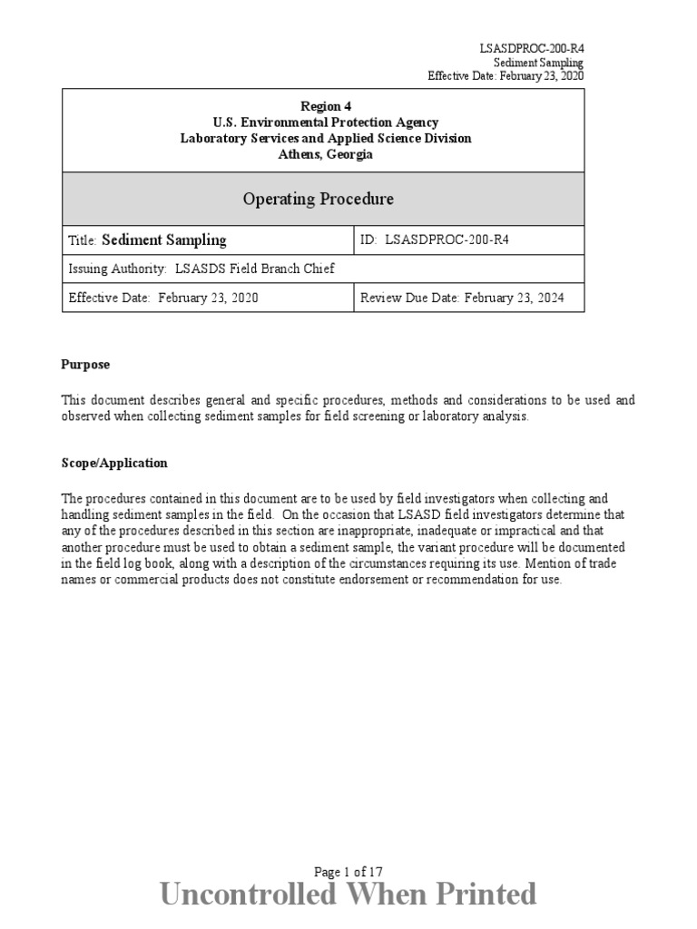Uncontrolled When Printed: Operating Procedure | Download Free PDF ...