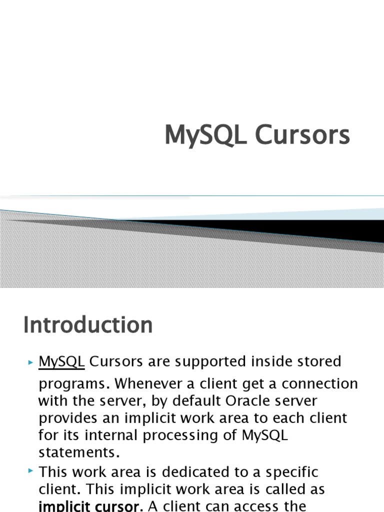 MySQL Cursors | PDF | My Sql | Parameter (Computer Programming)