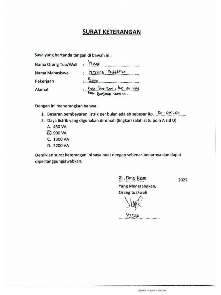 surat keterangan Listrik | PDF