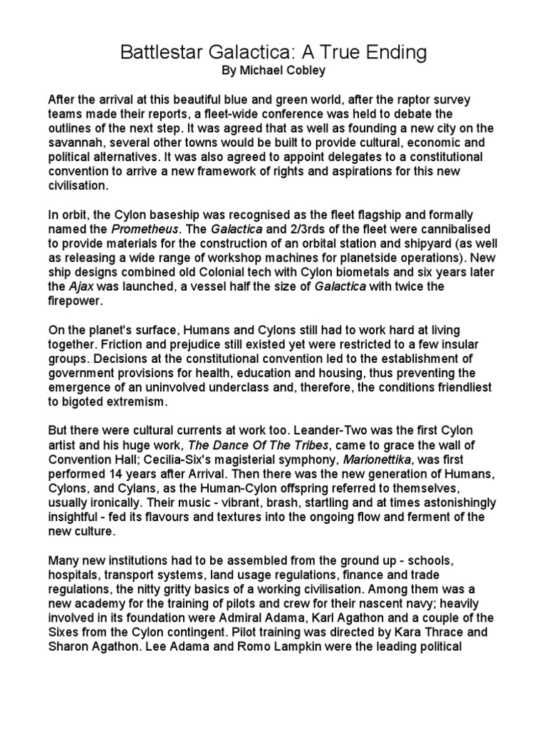 Galactica True Ending | PDF | Battlestar Galactica | Post Apocalyptic ...