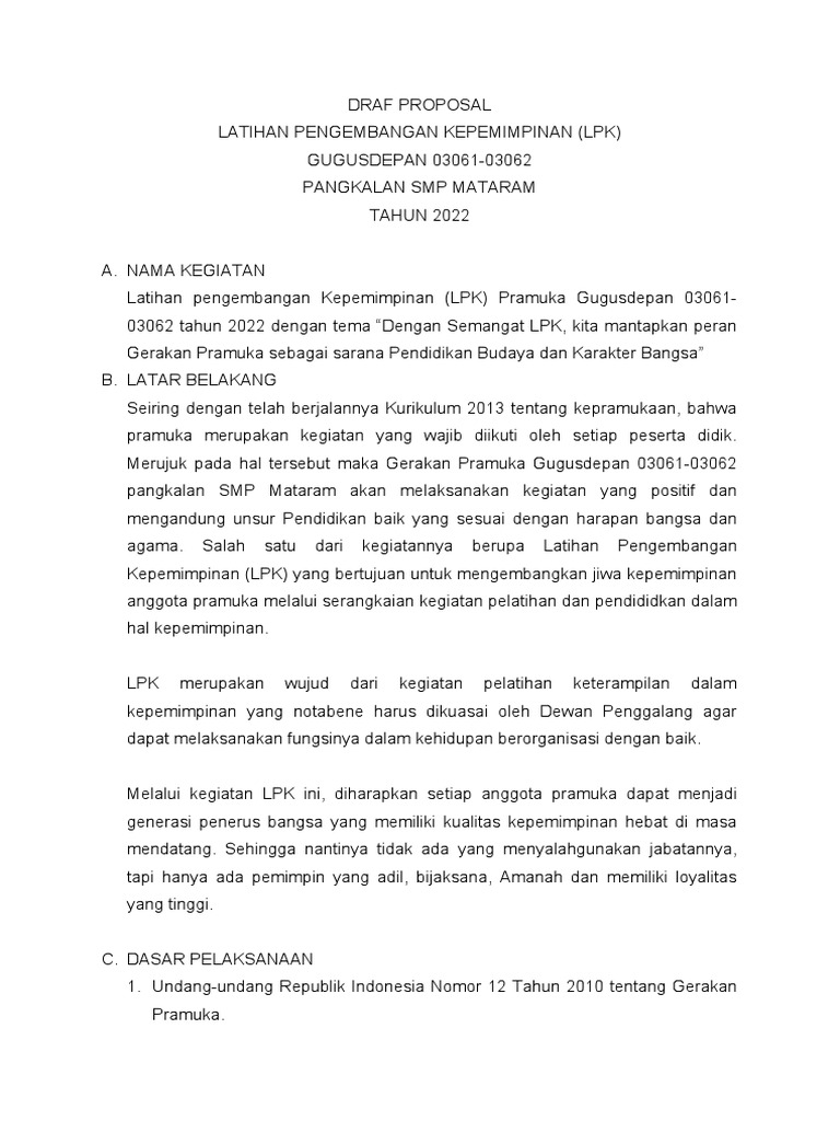 Draf Proposal LPK | PDF