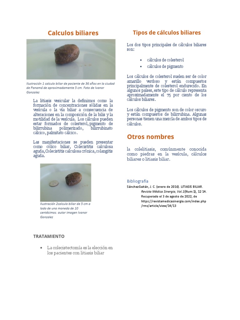 Calculo Biliar | PDF | Bilis | Órgano (anatomía)