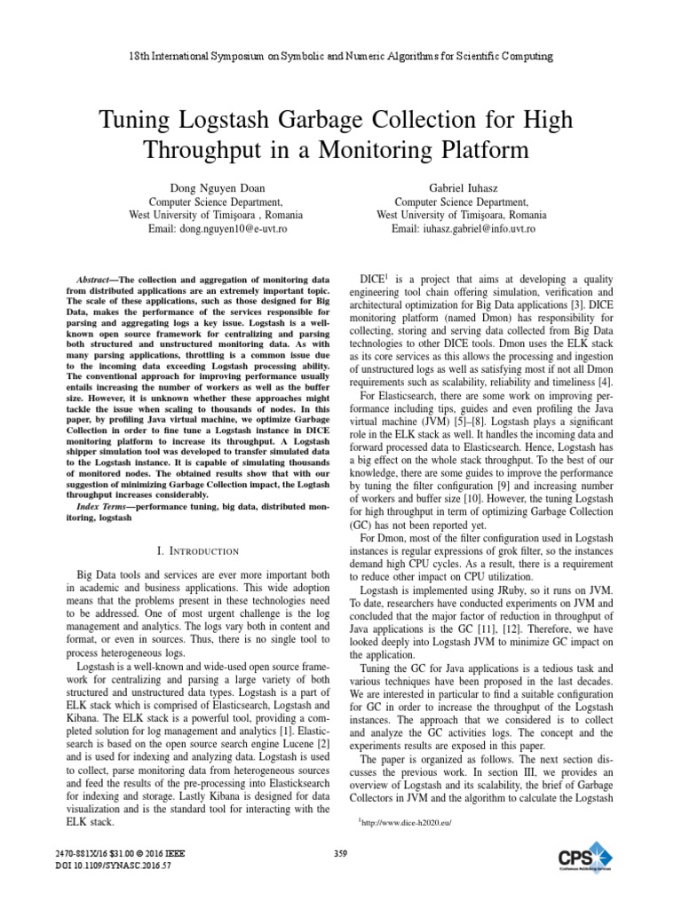 Tuning Logstash Garbage Collection For High Throughput in A Monitoring Platform | PDF | Program ...