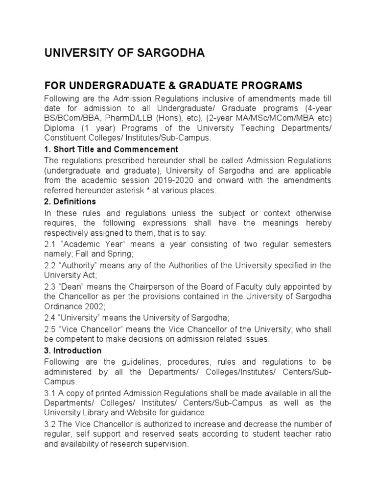 University of Sargodha | PDF | University And College Admission ...