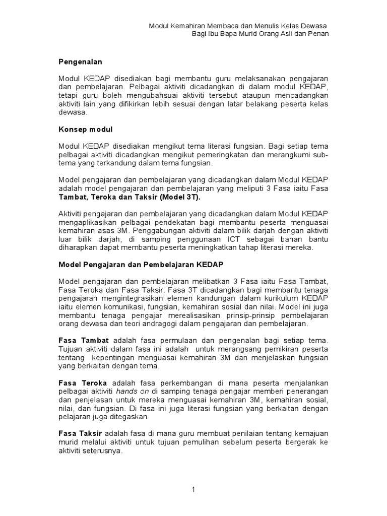 Modul Keterampilan Membaca Dewasa | PDF | Karier & Perkembangan