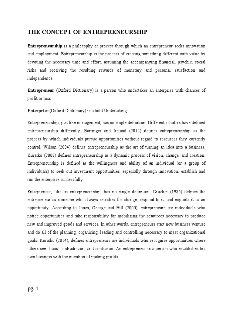 The Concept of Entrepreneurship | PDF | Entrepreneurship | Innovation