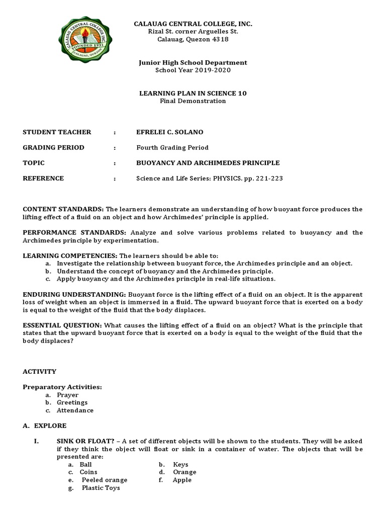 LP Grasp Physics | PDF | Buoyancy | Weight