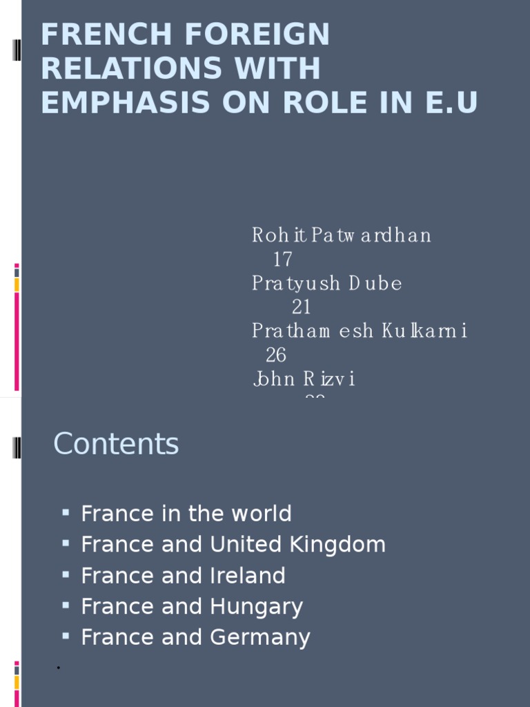 French Foreign Relations With Emphasis On Role in EU | PDF | European ...