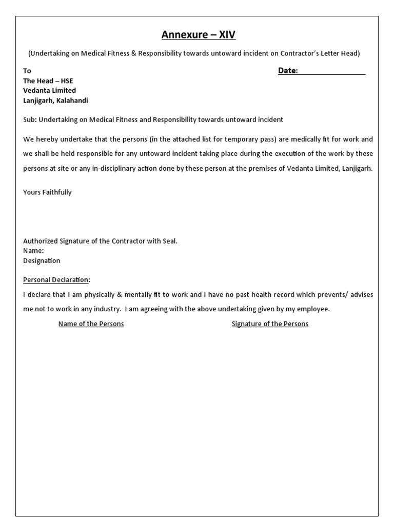 Temporary GATE PASS Annexure (XIV) | PDF