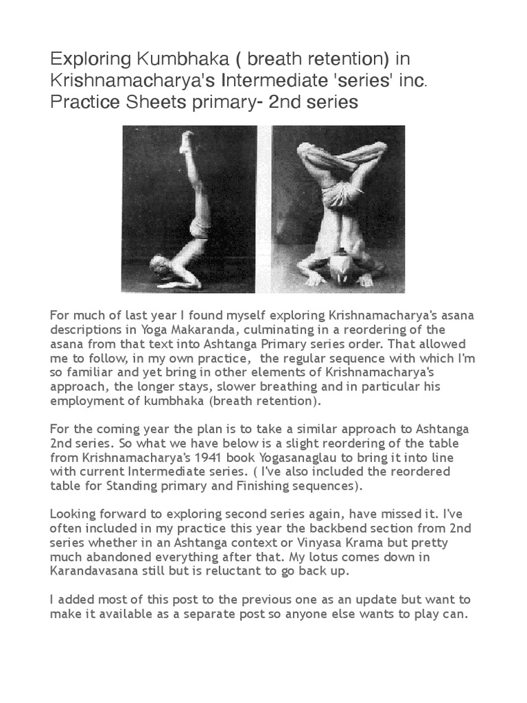 Exploring Kumbhaka (Breath Retention) in Krishnamacharya's Intermediate ...