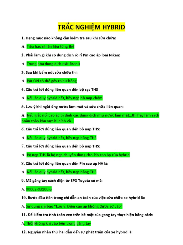 Ôn Tập Hybrid 2c | PDF