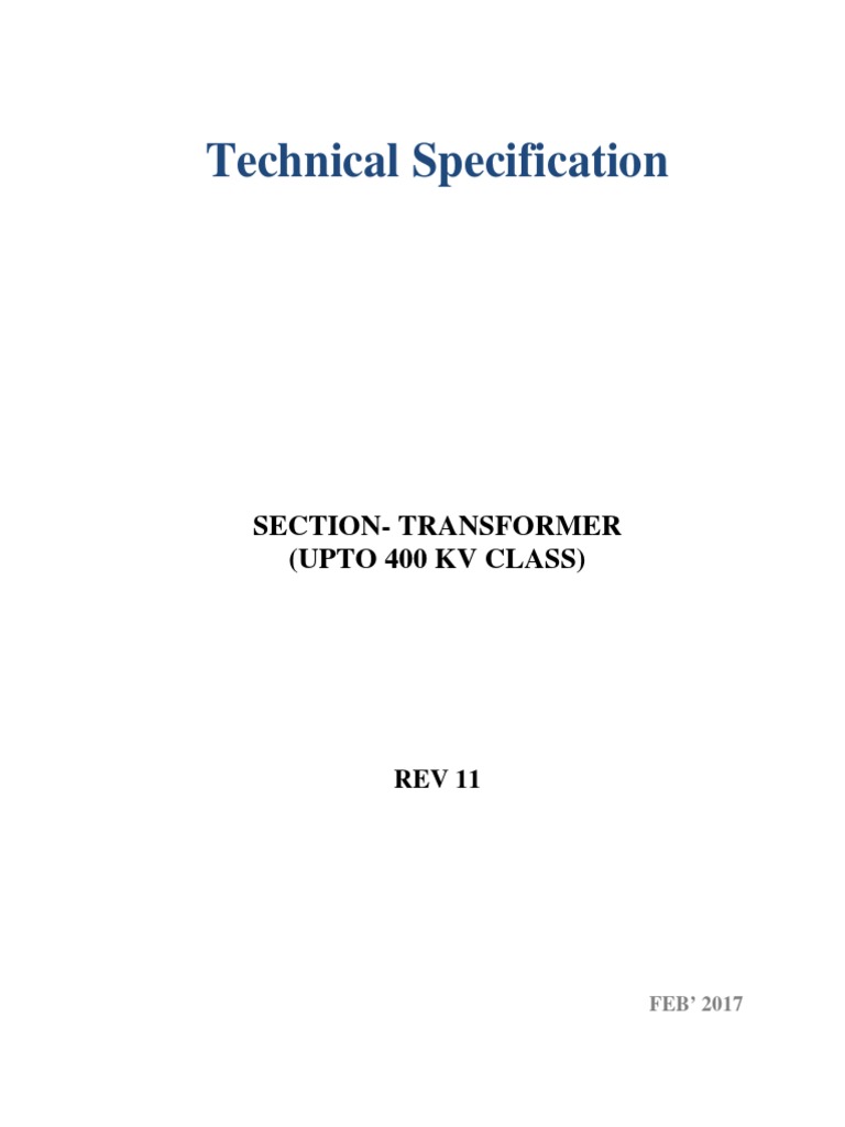 Technical Specification: Section-Transformer (Upto 400 KV Class ...
