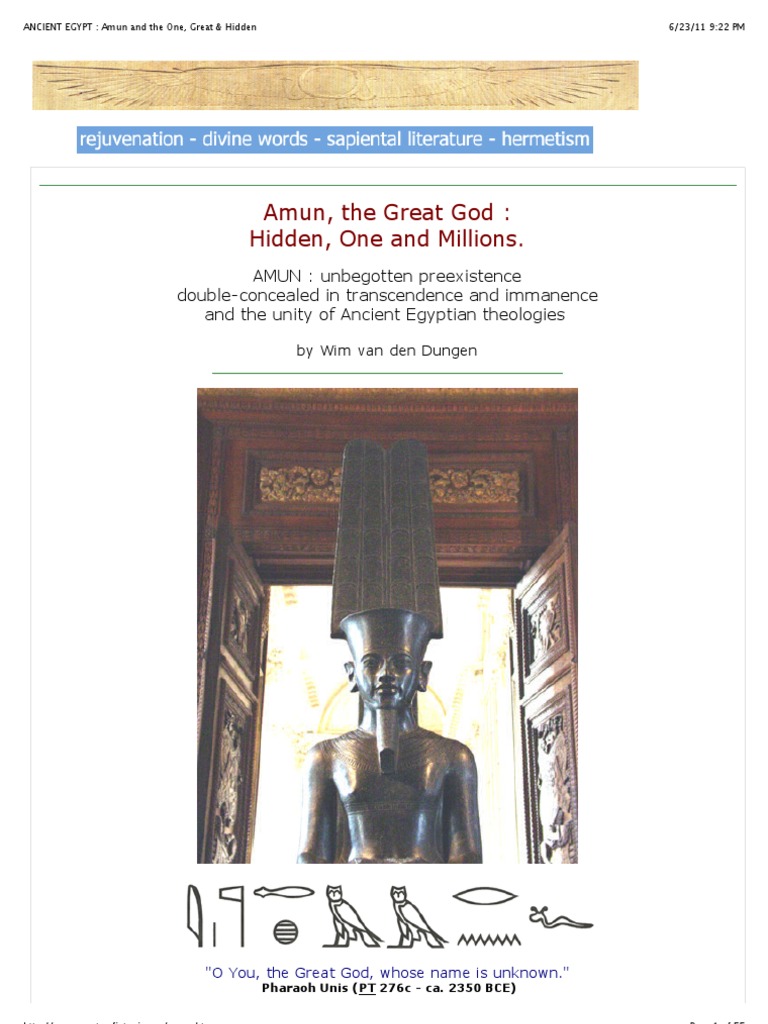 Ancient Egypt - Amun and The One, Great & Hidden | Download Free PDF ...