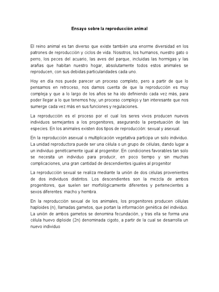 Ensayo Sobre La Reproducción Animal | PDF