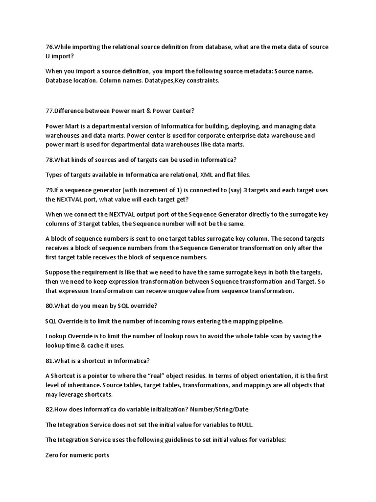 Informatica Experienced Interview Questions - Part 4 | PDF | Table (Database) | Relational Database