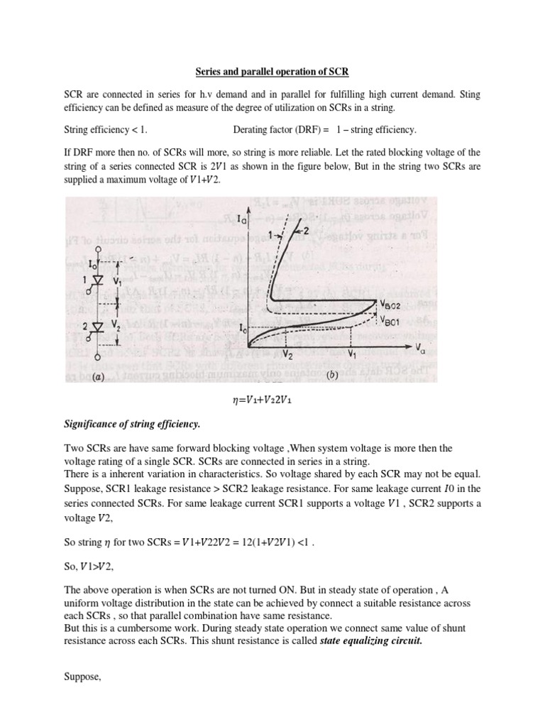 Series and Parallel Operation of SCR | PDF | Capacitor | Electronics