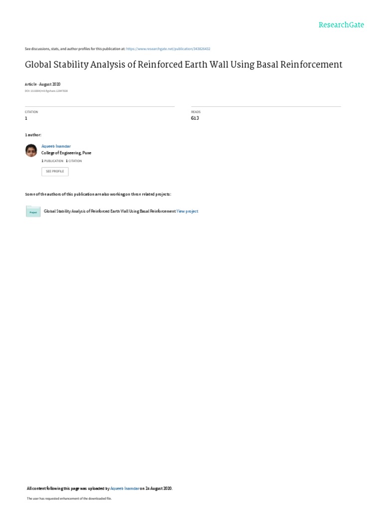 Global Stability Analysis of Reinforced Earth Wall Using Basal ...