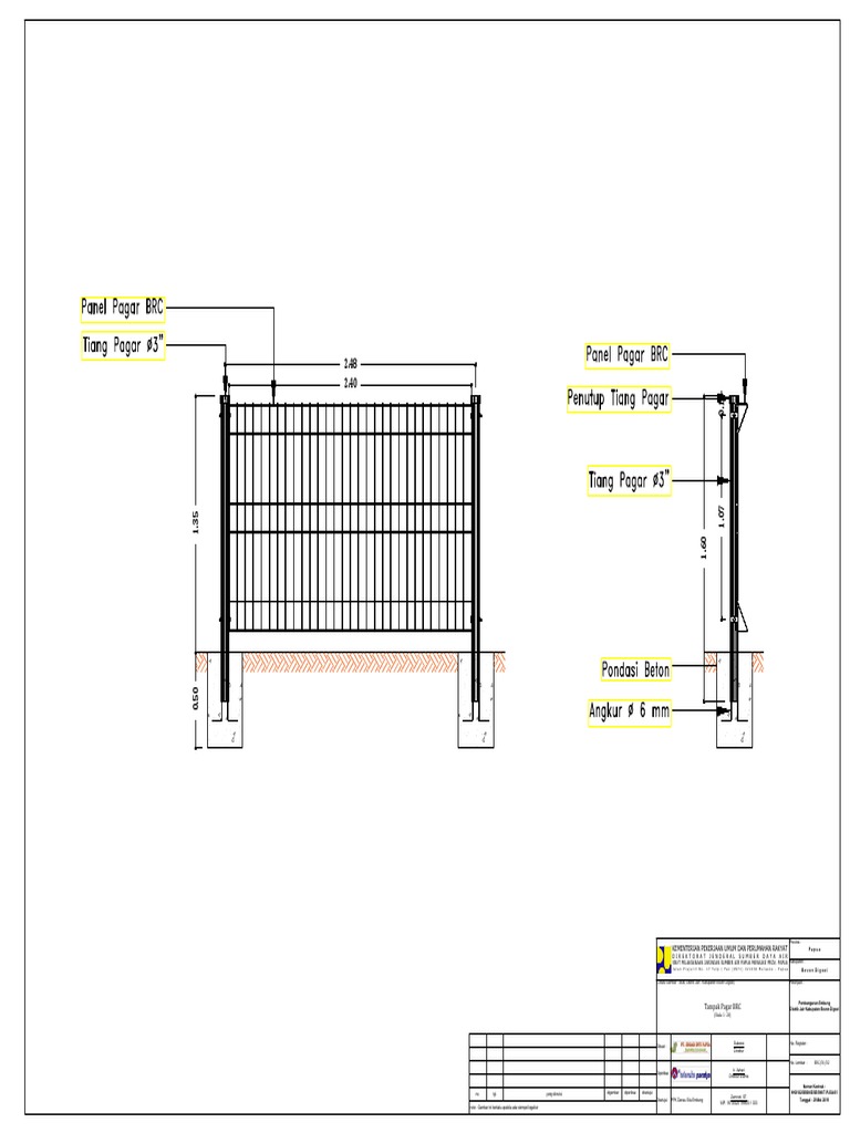 Detail Pagar BRC untuk Proyek Embung | PDF